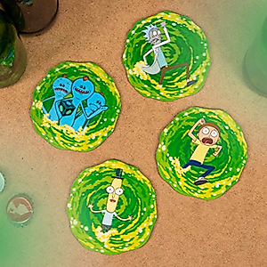 Paladone Rick and Morty 3D Set of 4 Drink Coasters, Multi Colored, 4 Count