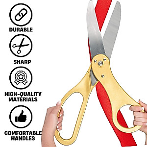 Gold Ribbon Cutting Ceremony Kit – 20 Inch Gold Giant Scissors Giants Ribbon Cutting Scissors with Red Ribbon Grand Opening Ribbon and Scissors for Special Events Inaugurations and Ceremonies