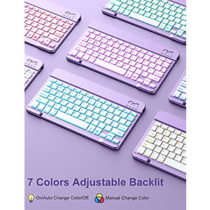 Hamile for iPad 9th Generation Case with Keyboard 10.2 Inch - Backlit Wireless Detachable Folio Keyboard Cover with Pencil Holder for iPad 8th Gen/7th Gen/iPad Pro 10.5"/iPad Air 3rd Gen (Purple)