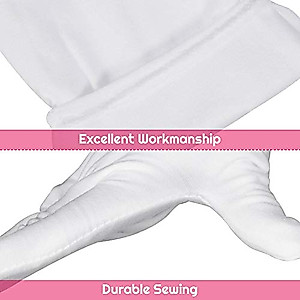 White Cotton Gloves, Anezus 6 Pairs Cotton Gloves Large Cloth Gloves for Women Dry Hands Eczema Moisturizing Serving Archival Cleaning Jewelry Silver Costume Inspection