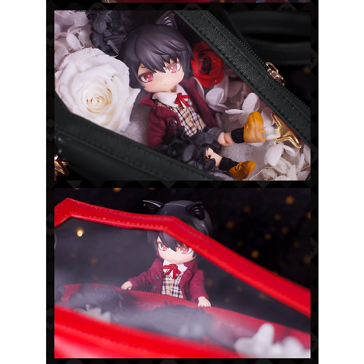 GK-O Banpaia Vampire Coffin Ita Bag Carriers For GSC OB11 Molly Bjd Doll Bed Lolita Fashion (Black)