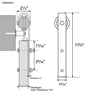 SMARTSTANDARD Sliding Barn Door Hardware Hangers 2pcs (Black) (J Shape Hangers)