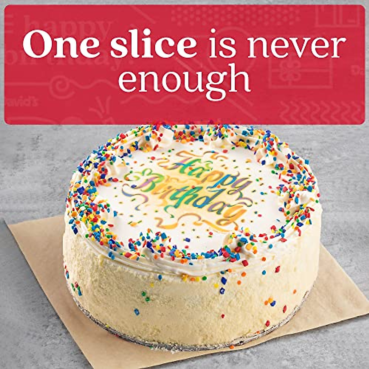 David's Cookies Vanilla Birthday Cake 7"- Premium Fresh Ingredients - Surprise Your Friend and Family With Our Vanilla and Raspberry Flavor Birthday Cake Dessert