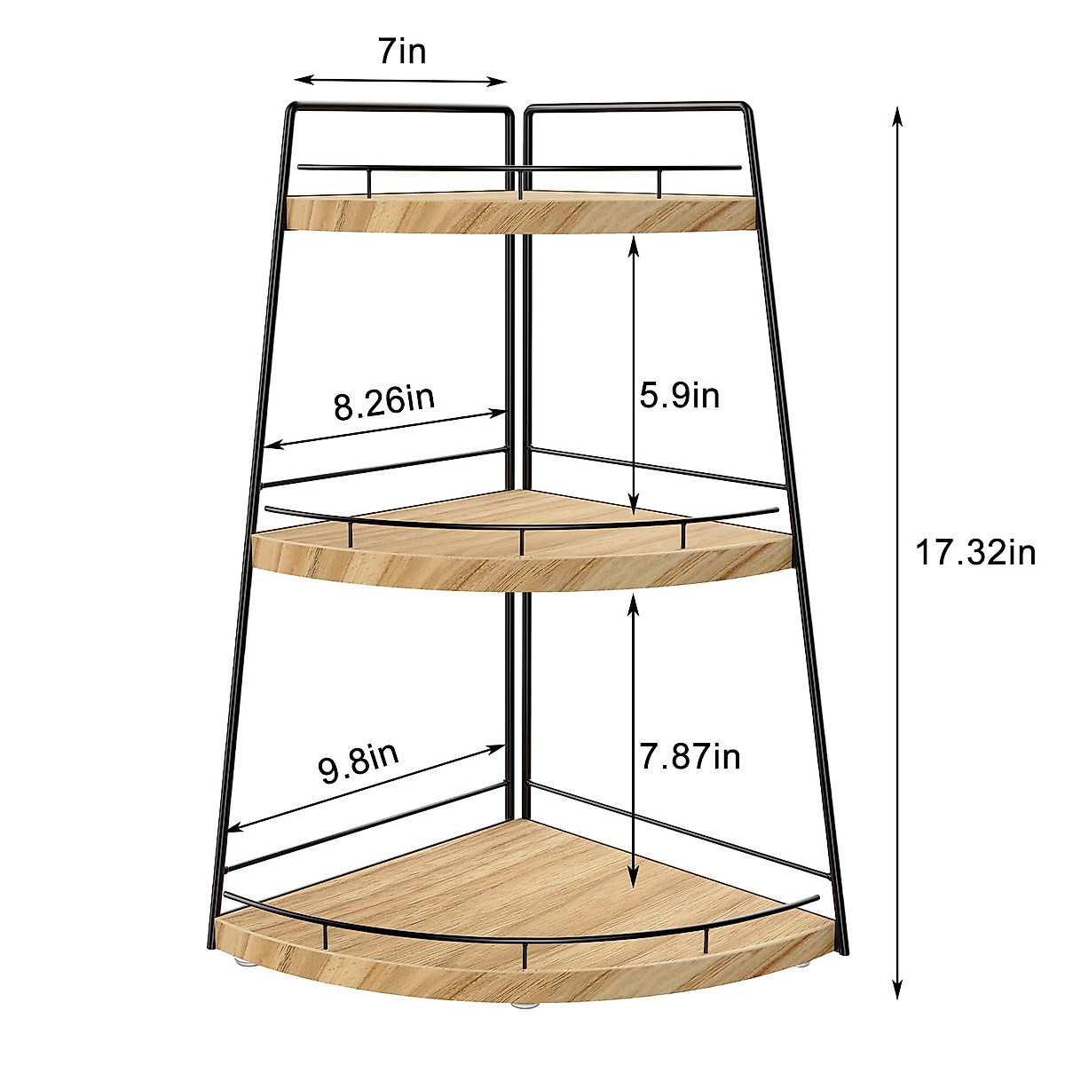BSTSLL 3 Tier Bathroom Counter Organizer and Storage Wood Corner Bathroom Countertop Organizer Bathroom Storage Shelf Counter Standing Rack Decor