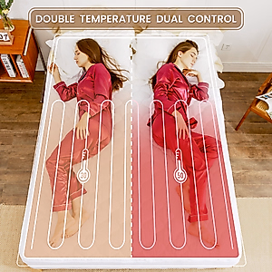 Heated Mattress Pad King Size Electric Mattress Pads Electric Bed Warmer Fit up to 21" with 11 Heat Settings Dual Controller 9 Hours Auto Shut Off