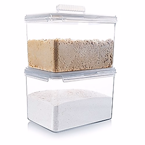 Komax Hikips Flour and Sugar Storage Containers | [Set-of-2] Large Rice, Sugar and Flour Canisters 22-Cups (179-oz) | Airtight Food Storage Containers | Microwave & Dishwasher Safe | BPA-Free Tritan…