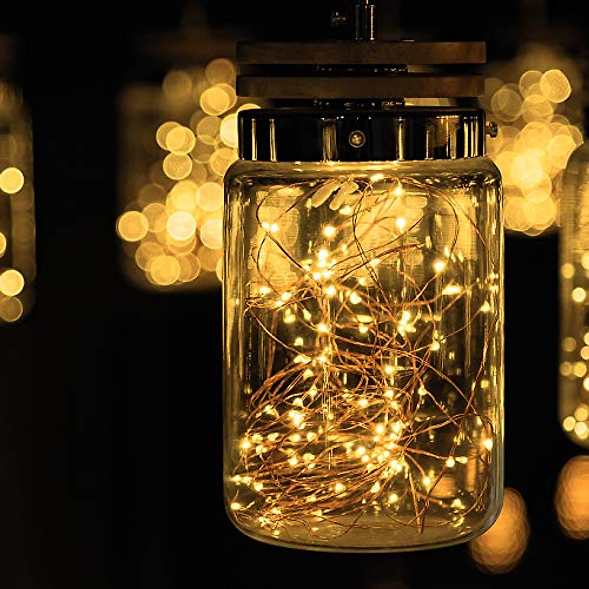 XUNATA Solar String Lights, 66Ft 200 LED 8 Modes Copper Wire Indoor Outdoor Starry String Lights, Waterproof Solar Decoration Lights for Gardens, Homes, Parties (Warm White)