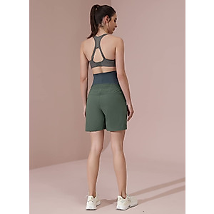 Maacie Pregnancy Golf Active Outdoor Summer Shorts Stretch Hiking Cargo Shorts Olive Green S