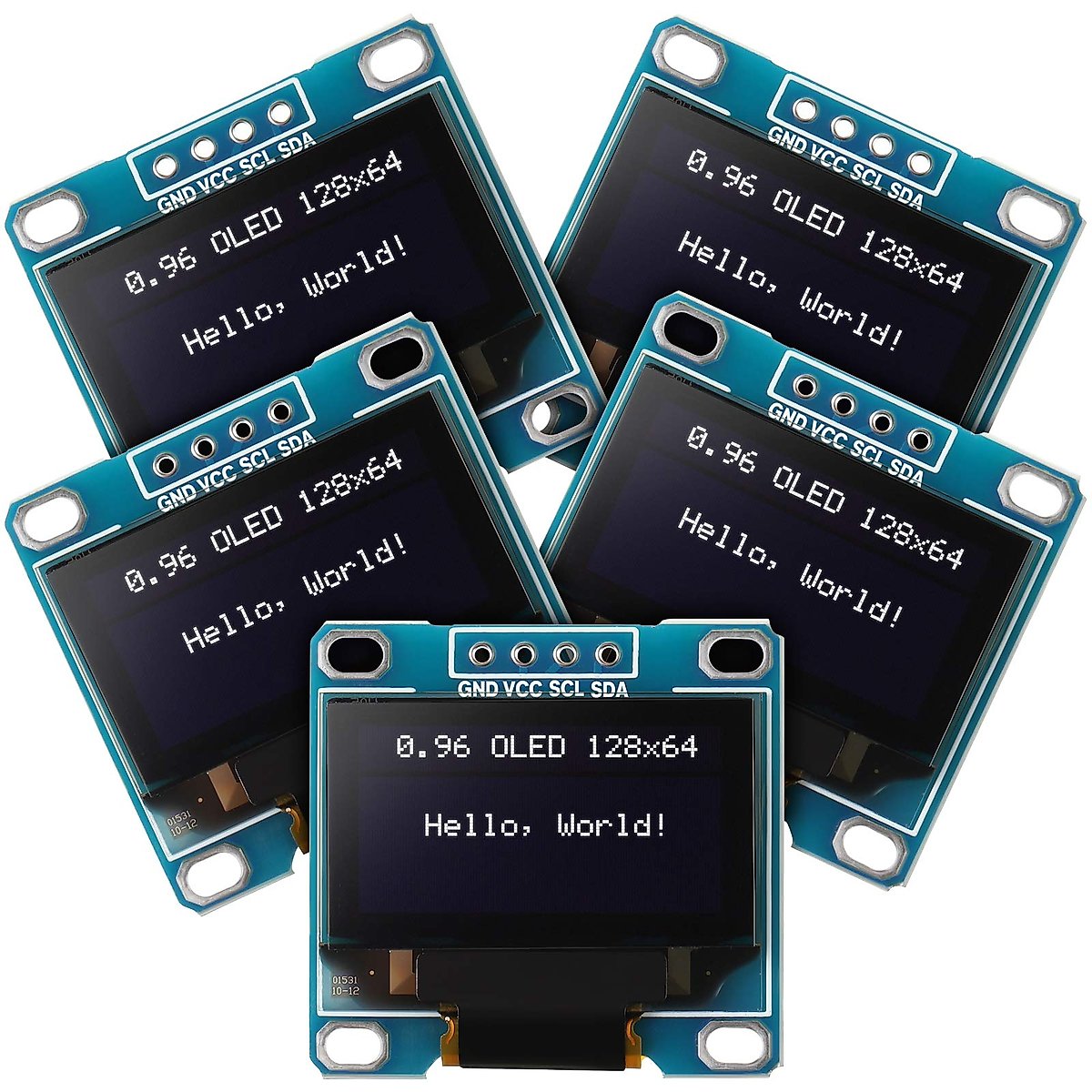 Weewooday 5 Pieces 0.96 Inch OLED Module 12864 128x64 Driver IIC I2C Serial Self-Luminous Display Board Compatible with Arduino/Raspberry PI（White）