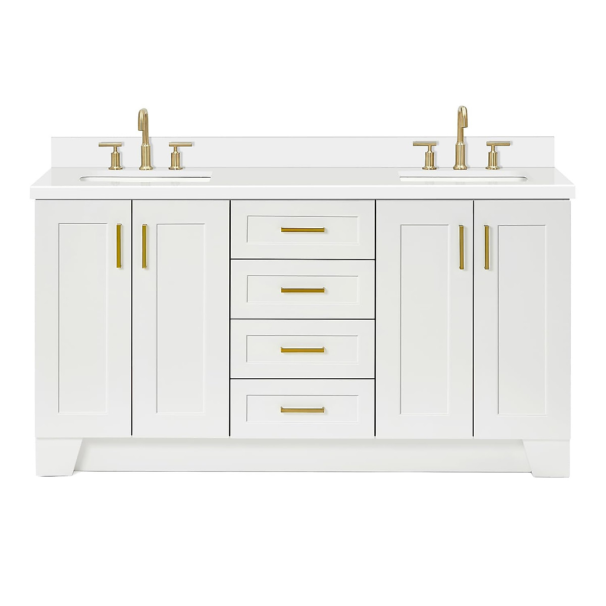 ARIEL Taylor 67 Inch Double Rectangle Sink Vanity with White Quartz Countertop W/1.5" Edge in White