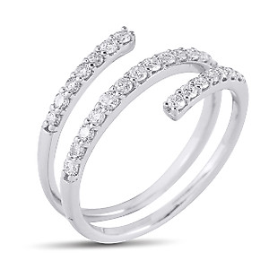 Belantina 1/2 Carat Diamond Spiral Wrap Ring for Women in 14k White Gold (H-I, I1-I2, cttw) Size 7