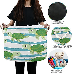 xigua Large Storage Basket Cotton Rope Basket Cute Sea Turtle Baby Laundry Basket for Blankets Toys Storage Basket Laundry Hamper