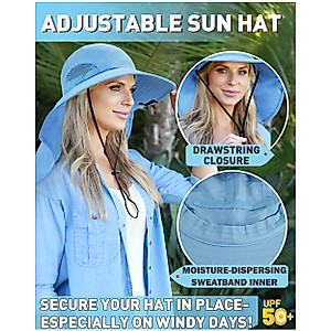 Neck Flap Sun Hat with Wide Brim, UPF 50+ Hiking Safari Fishing hat for Women Men, Sun Protection Hat for Summer Adventures