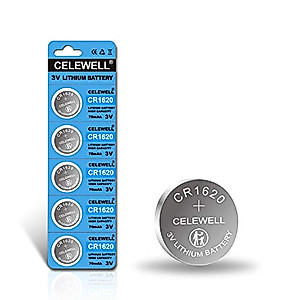 CELEWELL CR1620 5 Pack for Key Fob Tracker 70mAh 3V Lithium Battery 【5-Year Warranty】