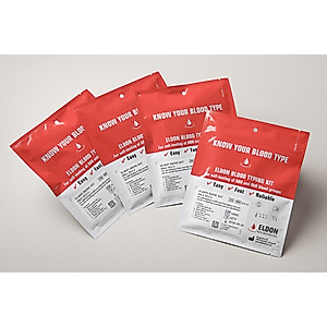 Eldon Blood Typing Kit, 4 Pack, Determine ABO and Rh Blood Groups, Home Testing, Results in Minutes