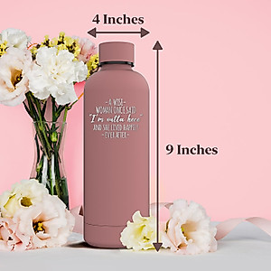 shop4ever A Wise Woman Once Said I'm Outta Here and Lived Happily Ever After Engraved Insulated Stainless Steel Water Bottle Tumbler Cap Lid 17 oz. (Pink)