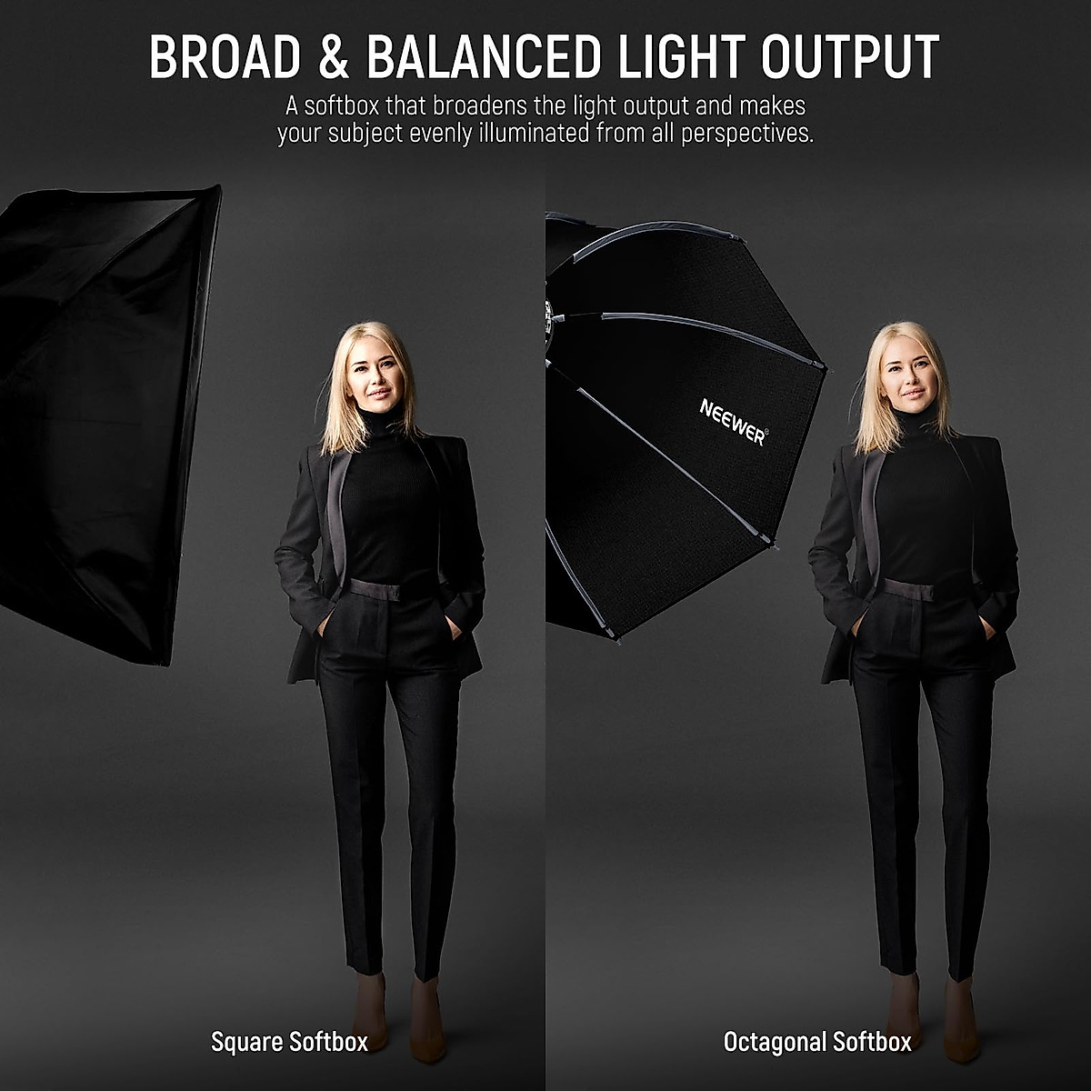 NEEWER 35"/90cm Octagonal Softbox, Quick Release Bowens Mount Softbox with Honeycomb Grid, Light Diffusers, Bag for RGB CB60 CB60B CB200B MS60B MS60C MS150B S101-300W/400W Pro Vision 4 Q4, NS35P