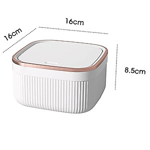 ZHAOLEI Desktop White Trash Cans Pressing Type Square Car Garbage Can with Lid Small Trash Bin Kitchen Storage Baskets