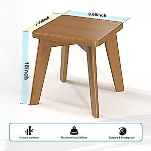 Step Stool Kitchen Bathroom Bedroom for Kids and Adults Wooden Foot Rest Stools Sturdy Bamboo Wood One Small Stool 10 inch