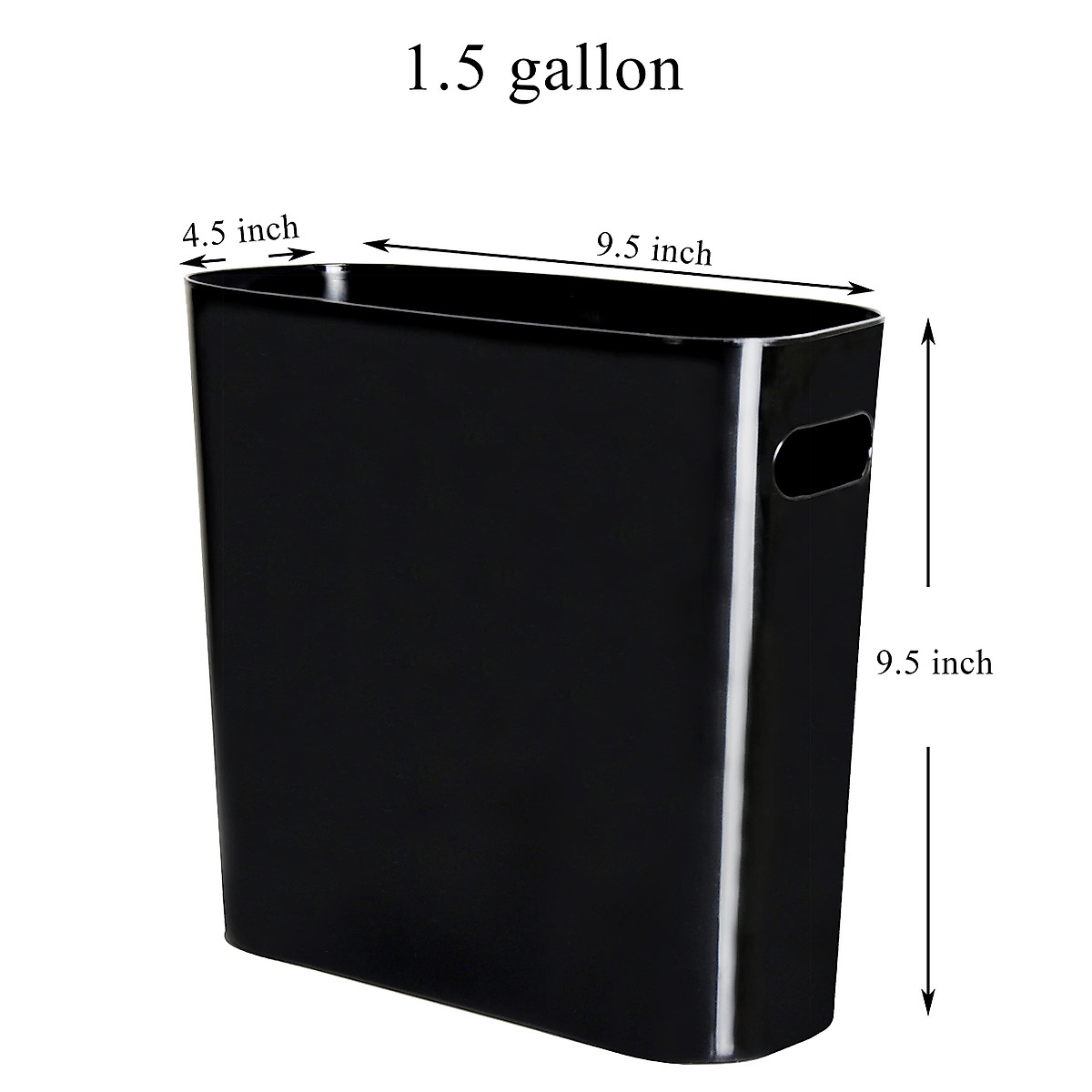 Youngever 1.5 Gallon Slim Trash Can, Plastic Garbage Container Bin, Small Trash Bin with Handles for Home Office, Living Room, Study Room, Kitchen, Bathroom (2 Pack Black)