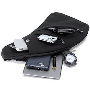 Sling Bag - Slim Crossbody Shoulder Backpack Anti-Theft Personal Pocket Chest Bag Travel Fanny Pack for Men Women (Black)