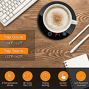 Mug Warmer for Desk, Coffee Mug Warmer, Electric Coffee Warmer with Auto Shut Off, 2 Temperature Setting Smart Cup Warmer with Timer for Heating Coffee, Beverage, Milk, Tea and Hot Chocolate