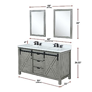 Bell+Modern Ketchum 60 inch Ash Grey Double Bath Vanity and Cultured Marble Countertop