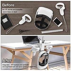 Globular Cluster Multi Functional Desktop Mount Holder for Oculus Quest 2 Headset and Controllers - Orangize Your OQ2 Elegantly- Made by VR Player - for VR Player