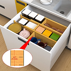 ANTOWIN Bamboo Drawer Dividers Organizers, Drawer Separators Splitter,17-22 inches Long Adjustable Spring-loaded Organizer for Large Utensil, Clothes, Tools Drawers (4+4)