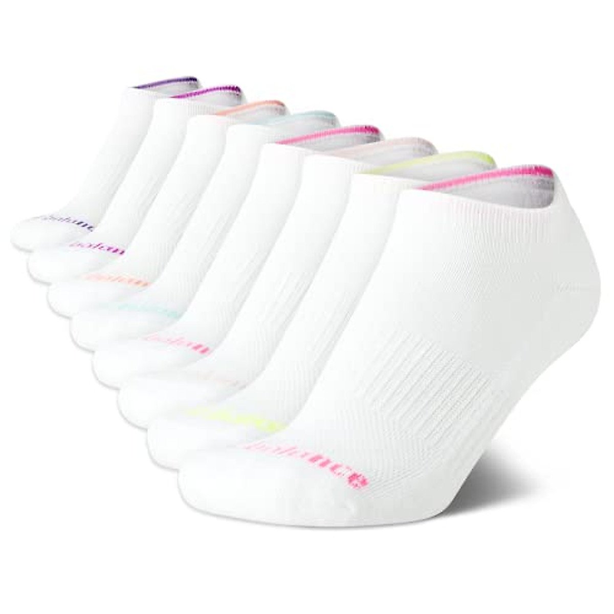 New Balance Girls' Athletic Low Cut Socks with Reinforced Heel and Toe (8 Pack), Size Medium, Pure White