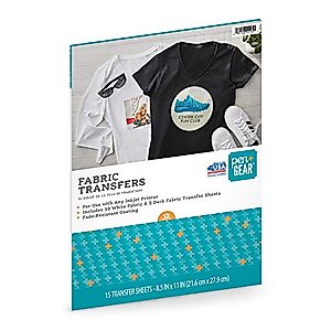 Pen+Gear Fabric TRANSFERS Paper 8.5" x 11" 15-Sheets for Inkjet Printers White & Dark
