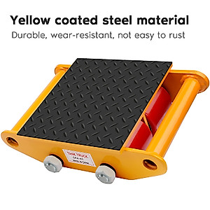 XCFDP Machine Skates, 6T Machinery Skate Dolly, 13200lbs Machinery Moving Skate, Machinery Mover Skate with Non-Slip Belt, Heavy Duty Machine Dolly Skate for Industrial Moving Equipment, Yellow, 1pc