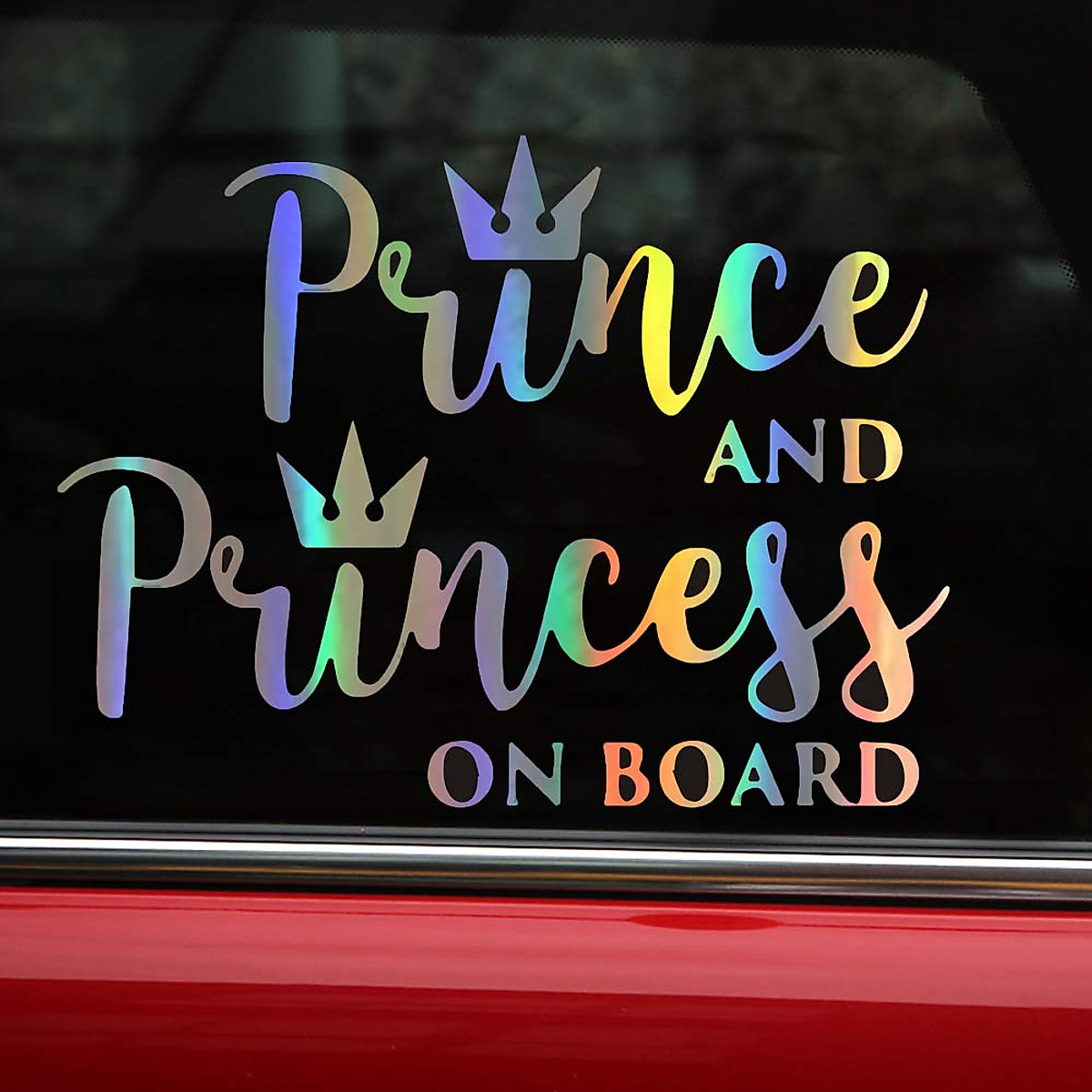 Meitinalife Prince and Princess on Board Car Stickers and Decals Baby Kids ON Board Stickers Baby in Car Styling Bumper Sticker Windshield Window Vinyl Decal for Car Body Door Decor 4.33"x6.29" (Dazzle)