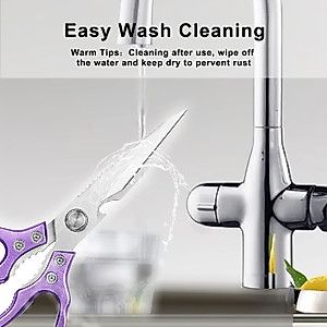 AWinjoy Kitchen Scissors, Heavy Duty Sharp Kitchen Shears Dishwasher Safe, Kitchen Accessories Cooking Shears for Kitchen Meat Chicken Fish Poultry Herb Bread (Purple)