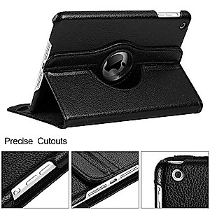 LayYun iPad Mini 1/2/3 Case - 360 Degree Rotating Stand Smart Cover Case with Auto Sleep/Wake Feature for Apple iPad Mini 1 / iPad Mini 2 / iPad Mini 3 … (Black 04)