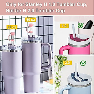 Straw Cover Spill Stopper Set Compatible with Stanley Cup 40 oz 30 oz Quencher H2.0, 2 Silicone Straw Cover Cap, 2 Square Spill Stopper and 2 Round Leak Stopper for Stanley Tumbler Accessories