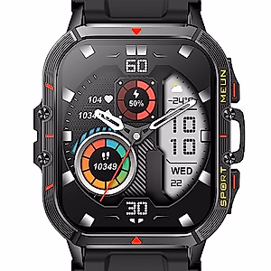 Tinwoo Smart Watch for Men Women Bluetooth Call (Answer/Dial Calls) One-Key Connection Blood Oxygen IP68 100+ Sport Modes Rugged Tactical Outdoor Smart Watches for Android and iPhone
