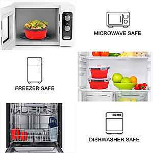 Guyuyii 4 Pack Collapsible Bowls for Camping - Space-Saving, Microwave, Dishwasher and Freezer Safe Camping Bowl with Lid for Travel, RV, Outdoor Adventures - 4 Sizes (1200 ml, 800 ml, 500 ml, 350 ml)