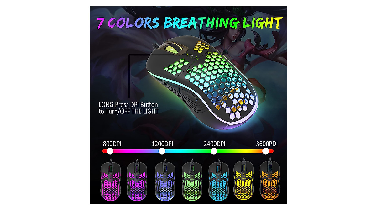 KOLMAX Gaming Keyboard & Mouse Combo - Rainbow Backlit, Ergonomic Design