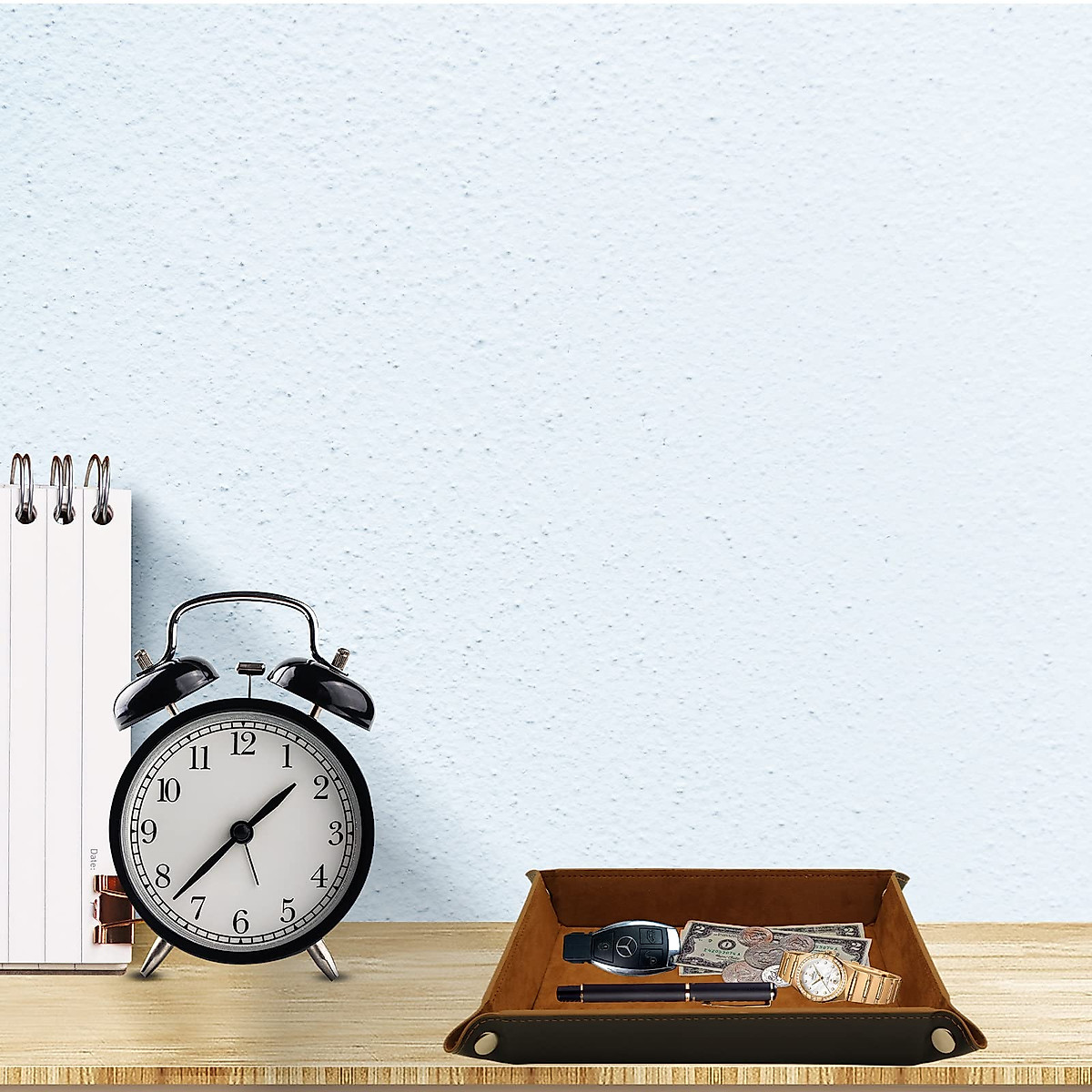 Socospace Valet Tray-leather and velvet,EDC Tray,Catchall Tray for Jewelry,Wallets,Watches,Key,Phones,Glasses, Perfect for Nightstand,Entryway Table,Desk,Key Tray,Home Decor（Brown）