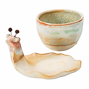 Creative Co-Op Stoneware Snail Planter, Reactive Glaze, (Each One Will Vary), Set of 2 Pieces