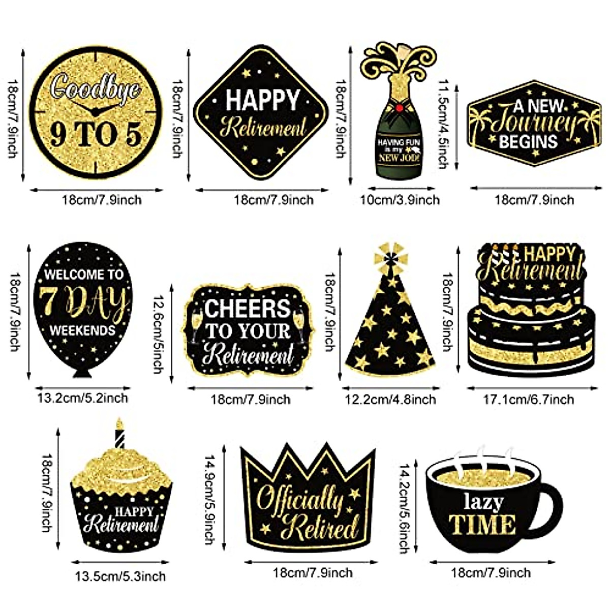 30 Pieces Retirement Party Hanging Swirls Decorations, Happy Retirement Office Retirement Swirls Decorations Foil Ceiling Decorations for Men Women Retirement Party Black Gold