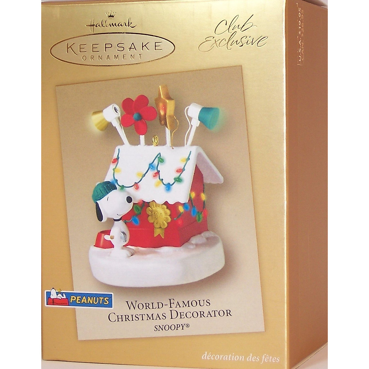 Hallmark Keepsake Club Exclusive 2003 Ornament World Famous Christmas Decorator Snoopy Light & Sound