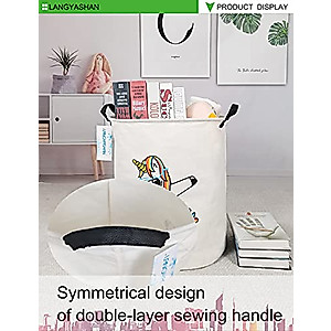 LANGYASHAN Laundry Basket Canvas Fabric Collapsible Organizer Baskets for Storage Bin Toy Bins Gift Baskets Bedroom Clothes Children Nursery Hamper (Danceing Unicorn)