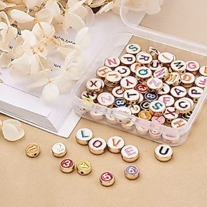 Pandahall 72Pcs Alloy Enamel Letter Beads Mixed Color Flat Round Number 0-9 & Alphabet Letter A-Z Beads Loose Spacers for Jewelry Making, Hole: 1.4-1.5mm