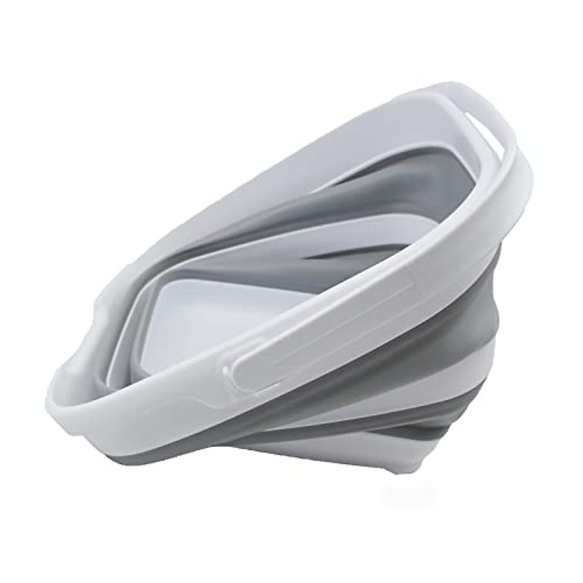 SAMMART 10L (2.6 Gallon) Collapsible Rectangular Handy Basket / Bucket (White/Grey, 1)