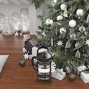 French Press Coffee Tea Maker（21oz）,304 Stainless Steel Coffee Press with 4 Filters Screen-100% No Residue -German Heat-Resistant Borosilicate Glass- BPA FREE -Dishwasherable，Black