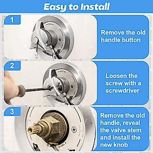 Dreyoo Shower Faucet Handle Replacement for T-31, Compatible with Symmons/Temptrol Tub and Shower Faucets, Shower Knob Replacement Single Handle with Screw and Plug Button, Metal, Chrome Plated