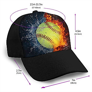 Baseball Cap Baseball on Fire Adjustable Anti UV Sun Hat Washed Cotton Outdoor Dad Hat for Men Women
