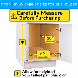 Pull Out Pots and Pans Organizer for Cabinet - Sliding Lid Holder and Pan Rack in Kitchen, Cabinet Pull Out Shelves, Slide Out Cabinet Organizer, Pot Lid, Bakeware and Pan Organizer, 16.5"Dx8"Wx7.5"H